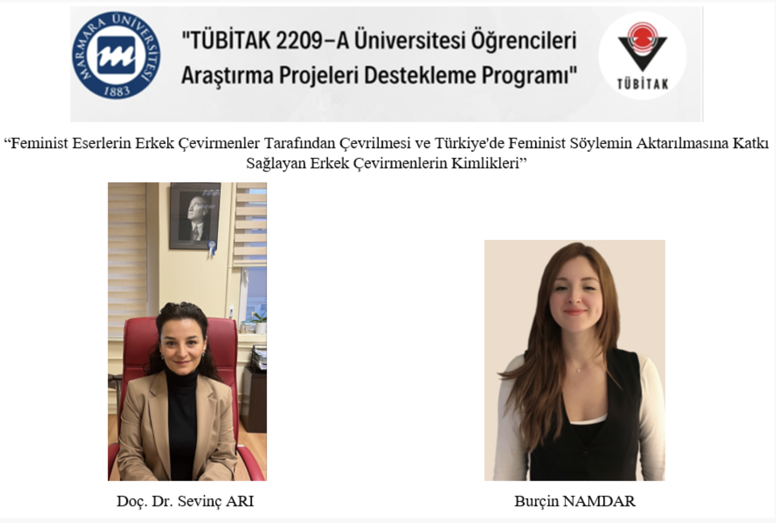 Almanca Mütercim ve Tercümanlık Anabilim Dalı Öğretim Üyelerimizin ve Öğrencilerinin TÜBİTAK ...